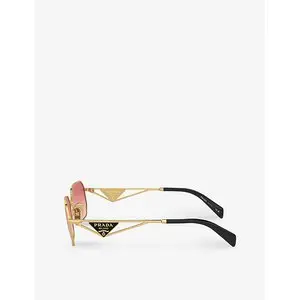 Prada Irregular-frame Metal Sunglasses - Gold