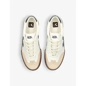 VEJA Logo-embroidered Leather Low-top Trainers - White/blk