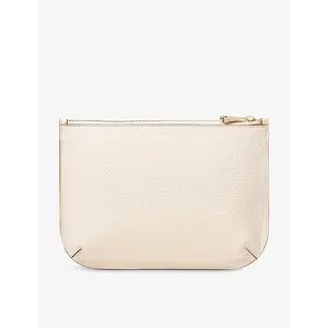 ASPINAL OF LONDON Ella Logo-print Large Grained-leather Pouch - Ivory