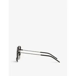 Saint Laurent Rectangular-frame Metal Sunglasses - Black