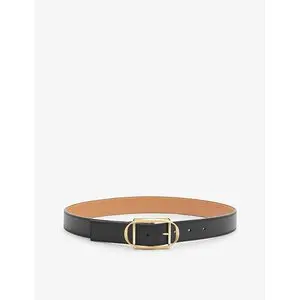 Loewe Curved Buckle Leather Belt - Black/gold