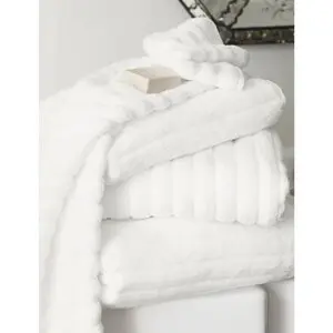 THE WHITE COMPANY Ribbed Hydro-cotton Towel 115cm X 180cm - White