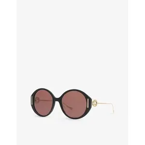 Gucci Gg1202s Round-frame Sunglasses - Black/gold