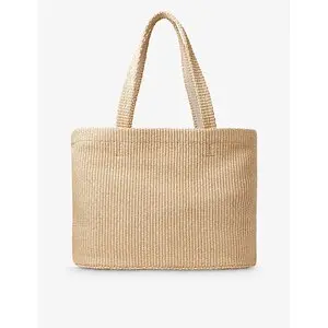 JIMMY CHOO Beach Logo-embroidered Raffia Tote Bag - Natural/latte