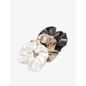 MINIMALISTA The Hya Large Mulberry-silk Scrunchie Pack Of Three - Black/white