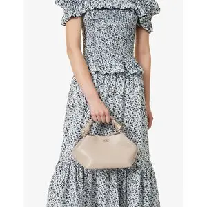 GANNI Small Leather Blend Top-handle Bag - Oyster Gray