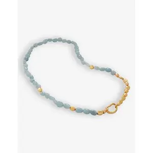 Monica Vinader Aquamarine Vermeil Beaded Chain Necklace - Gold