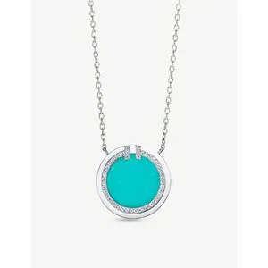 Tiffany & Co. T Circle Turquoise And Diamond Pendant Necklace - Gold