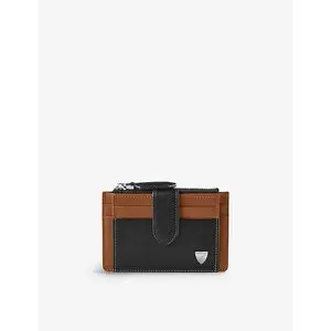 ASPINAL OF LONDON Logo-embossed Zipped Leather Coin And Card Holder - Black
