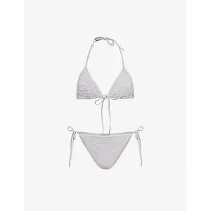 Hunza G Gina Crinkled-Texture Bikini Set Metallic Grey/silver