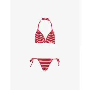 Hunza G Gina Crinkled-Texture Bikini Set Red/white