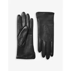 ASPINAL OF LONDON Stitch-embellished Leather Gloves - Black