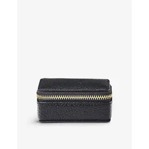 ASPINAL OF LONDON Travel Small Logo-print Grained-leather Jewellery Case - Black