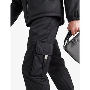 Prada Re-nylon Buckle-embellished Tapered Slim-fit Trousers