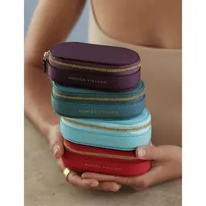 Monica Vinader Mini Oval Logo-print Leather Jewellery Box