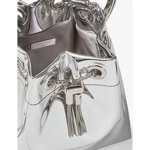 JIMMY CHOO Bon Bon Metallic-woven Cross-body Bag - Silver