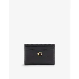 COACH® Logo-plaque Leather Card Holder - B4/black