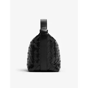 Bottega Veneta Leather Top Handle Bag - Black-gold