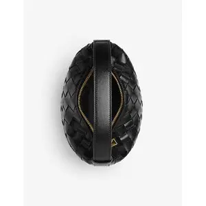 Bottega Veneta Leather Top Handle Bag - Black-gold