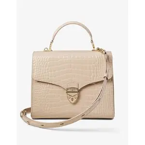 ASPINAL OF LONDON Mayfair Large Croc-embossed Bag - Soft Taupe