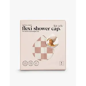 KITSCH Check-print Satin-lined Shower Cap - Terracotta