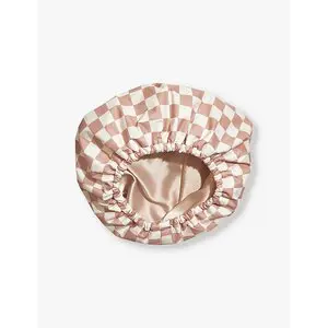 KITSCH Check-print Satin-lined Shower Cap - Terracotta