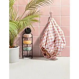 KITSCH Check-print Satin-lined Shower Cap - Terracotta