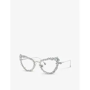 SWAROVSKI Cat-eye Gem-embellished Optical Glasses - Silver