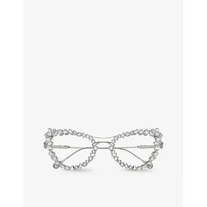SWAROVSKI Cat-eye Gem-embellished Optical Glasses - Silver