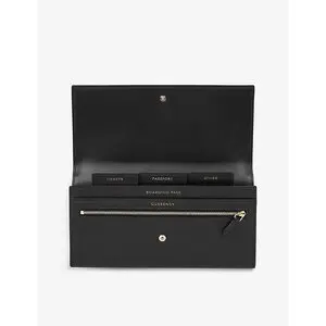 Smythson Marshall Panama Cross-grain Leather Travel Wallet - Black