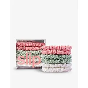 Slip Bellerose Silk Midi Scrunchies Pack Of Six - Cream/green/pink