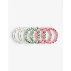 Slip Bellerose Silk Midi Scrunchies Pack Of Six - Cream/green/pink