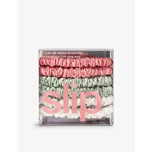 Slip Bellerose Silk Midi Scrunchies Pack Of Six - Cream/green/pink