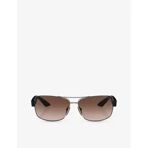 Prada Pillow-frame Metal Sunglasses - Grey