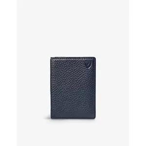 ASPINAL OF LONDON Double Fold Leather Card Holder - Navy