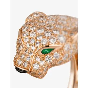 Cartier Panthère Ring In 18ct With Diamonds, Emeralds And Onyx - Rose Gold