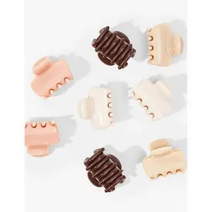 KITSCH Mini Puffy Claw Hair Clips Pack Of Eight - Rosewood