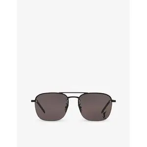 Saint Laurent Rectangular Metal Sunglasses - Black