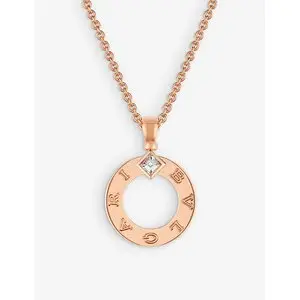 BVLGARI 18ct Diamond Pendant Necklace - Rose Gold