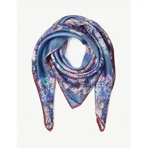 ASPINAL OF LONDON Ombre 'a' Floral-print Silk Scarf - Blue/brown