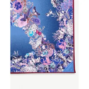 ASPINAL OF LONDON Ombre 'a' Floral-print Silk Scarf - Blue/brown