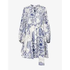 DEVOTION TWINS Megan V-neck Cotton-poplin Mini Dress