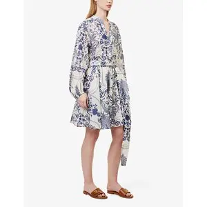 DEVOTION TWINS Megan V-neck Cotton-poplin Mini Dress