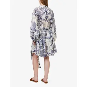 DEVOTION TWINS Megan V-neck Cotton-poplin Mini Dress