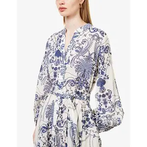 DEVOTION TWINS Megan V-neck Cotton-poplin Mini Dress