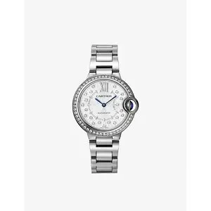 Cartier Ballon Bleu Stainless Steel Diamond Automatic Watch - Silver