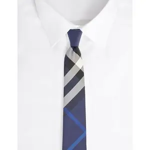Burberry Manston Checked Silk Neck Tie - Navy