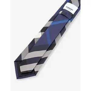 Burberry Manston Checked Silk Neck Tie - Navy