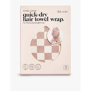 KITSCH Check-print Extra-large Quick-dry Hair Towel - Terracotta
