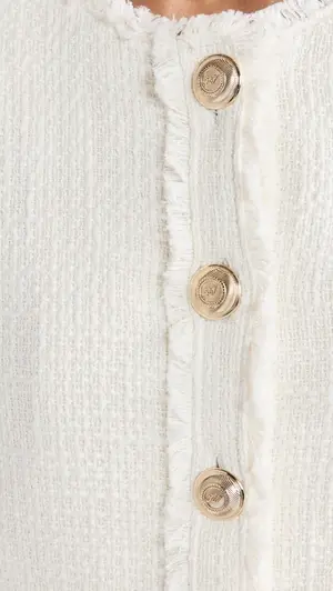 Cinq À Sept Christie Jacket Textured Tweed Blazer With Padded Shoulders - Gardenia